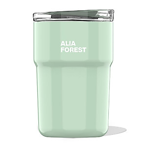 SaturnBird 12 oz Coffee Mug with Lid, for Cold & Hot Drinks, Vacuum Insulated Stainless Steel Coffee Tumbler for Cold & Hot Drinks, Reusable Double-Wall, BPA-Free, Seafoam Green (NO.2)