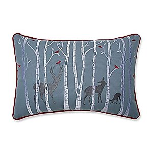 Pillow Perfect Christmas Embroidered Lumbar Decorative Pillow, 11.5" x 18.5", Blue