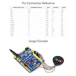 Waveshare 1.28inch Round LCD Display Module with Touch Panel, 240×240 Resolution, IPS, SPI and I2C Communication, Compatible with Raspberry Pi 5/4B/3B/Zero/Zero W/Zero 2W/Pico/Pico W/Pico WH
