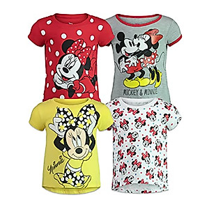 Disney Mickey Mouse Minnie Mouse Little Girls 4 Pack Graphic T-Shirts 7-8