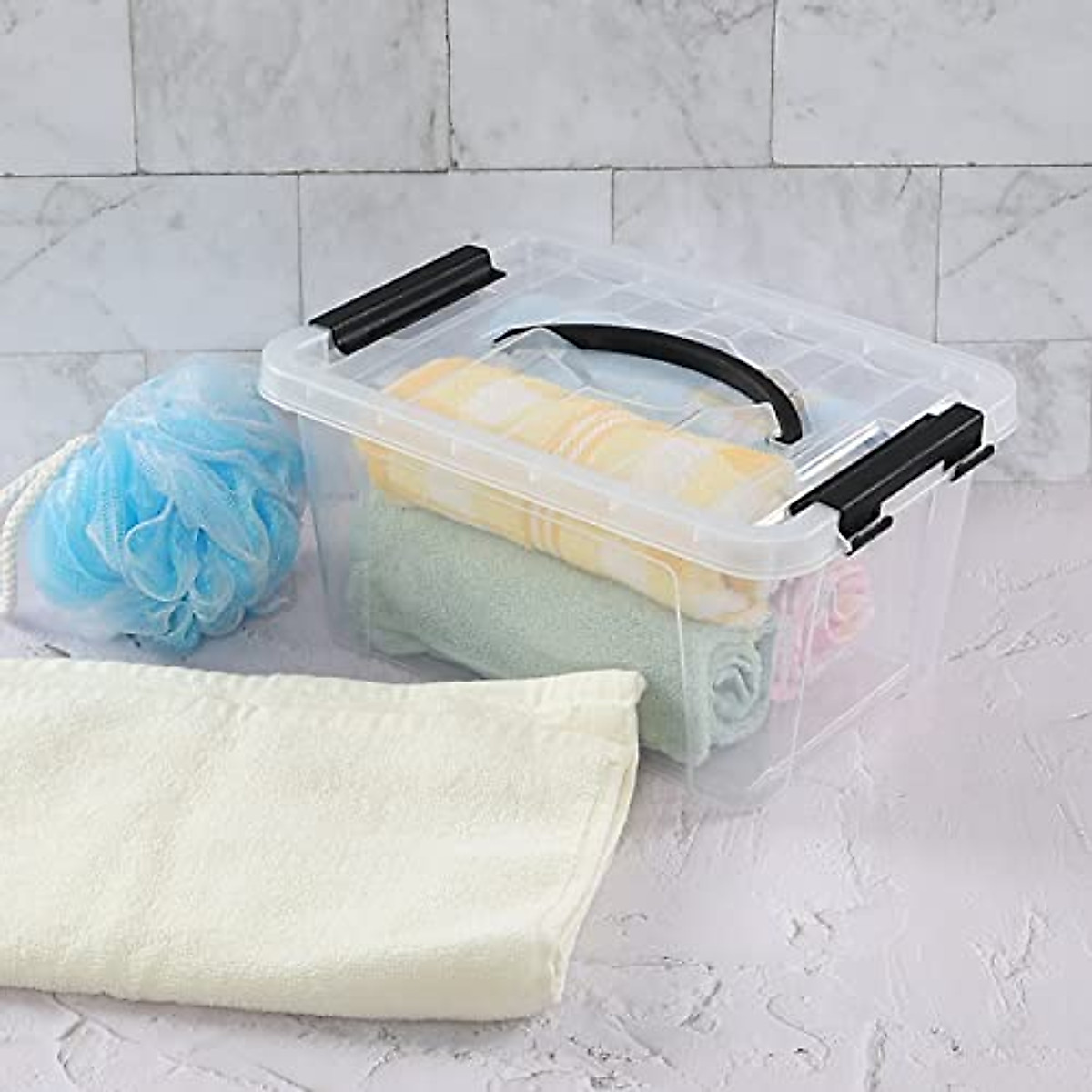 Farmoon 6 Quart Plastic Storage Bin, Stackable Container Box with Lid, 2 Packs