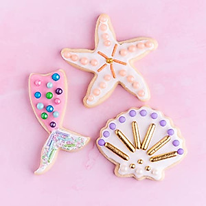 Cookie Cutter Kingdom, Mermaid Sea Themed Cookie Cutter Set, 8 Piece Set, Cookie Cutters Shape, Biscuit Fondant Cutters for Party Decorations (Mermaid - 8 Pack)