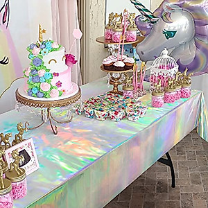 Iridescent Tablecloth Holographic Foil Table Cover Iridescent Party Decortions Euphoria Sparkle Table Decoration Disco Theme Party Kids Mermaid Unicorn Birthday Baby Shower Bachelorette