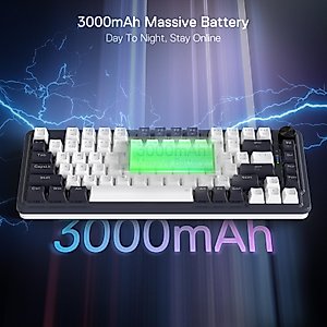 Redragon K673 PRO 75% Wireless Gasket RGB Gaming Keyboard, 3-Modes 81 Keys Compact Mechanical Keyboard Hot-Swap Socket, Dedicated Knob Control and Sound Absorbing Pads, Linear Red Switch