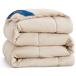 Bedsure Duvet Insert Queen Comforter Beige - All Season Quilted Down Alternative Comforter for Queen Bed, 300GSM Mashine Washable Microfiber Bedding Comforter with Corner Tabs