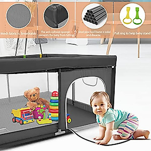 Baby Playpen,50"x50"x26.5" Large Baby Playards with Zipper Gates,Large Baby Playard for Toddler, BPA-Free, Non-Toxic, Safe No Gaps Play Yard for Babies, Indoor and Outdoor Baby Activity Centers