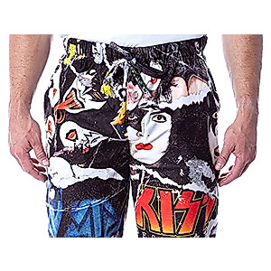 KISS Men's Rock Band Magazine Rip Photo Art Adult Loungewear Pajama Pants (Medium) Multi