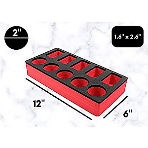 Polar Whale 2 Lotion and Body Spray Stand Organizers Tray Red Black Durable Foam Washable Waterproof Insert for Home Bathroom Bedroom Office 12 x 6 x 2 Inches 10 Slots 2pc Pair Set