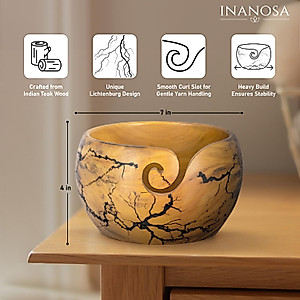 Premium Yarn Storage Bowls Large(7x4)" | Multipurpose Wooden Bowls | Wood Fracking Yarn Bowls | Yarn Organiser - Gift for Mom - Inanosa