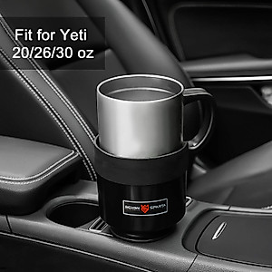 SEVEN SPARTA 2 Pack Car Cup Holder Expander Organizer Adjustable Base, Compatible with Yeti 20/26/30 oz, Hydro Flasks 32/40oz, Nalgenes 30/32/38/48 oz, Other Bottles in 3.4"-3.8" (Black and Silver)