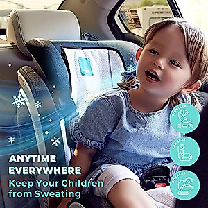 POLED Airluv Car Seat Liner, Absorbs Sweat, Moisture Wicking Wind Proof Fabric, Car Seat Cooling Pad For Toddlers, Kids, Babies, Accessories for Baby in Hot Summer, Button Control- Tiffany