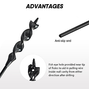 Installer Drill Bit Fish Bit for Pulling Wire Through Tight Spaces with Minimal Damage 3/4-Inch by 36-Inch 1 Pack