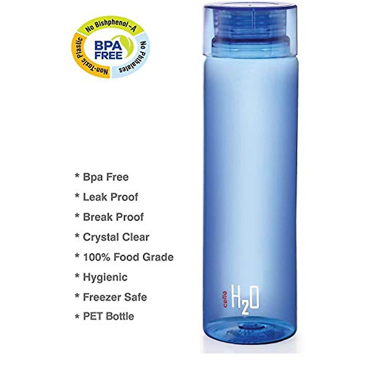 Cello H2O Unbreakable Bottle , 1 Litre, Set of 6,