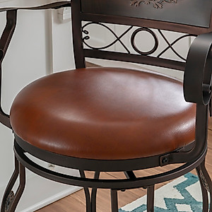 Powell Company Big & Tall Copper Stamped Back Arms by Powell Big and Tall Counter Stool, 24" Seat Height, brown