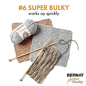Bernat Softee Chunky Gray Blue Yarn - 1 Pack of 400g/14oz - Acrylic - 6 Super Bulky - Knitting/Crochet