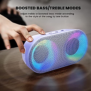 MIATONE Portable Bluetooth Speakers with Bass, Wireless Speakers with Powerful Subwoofer, IPX7 Waterproof, Bluetooth 5.3, 24H Playtime, TWS Portable Speaker with Lights for Gifts Party Outdoor Shower