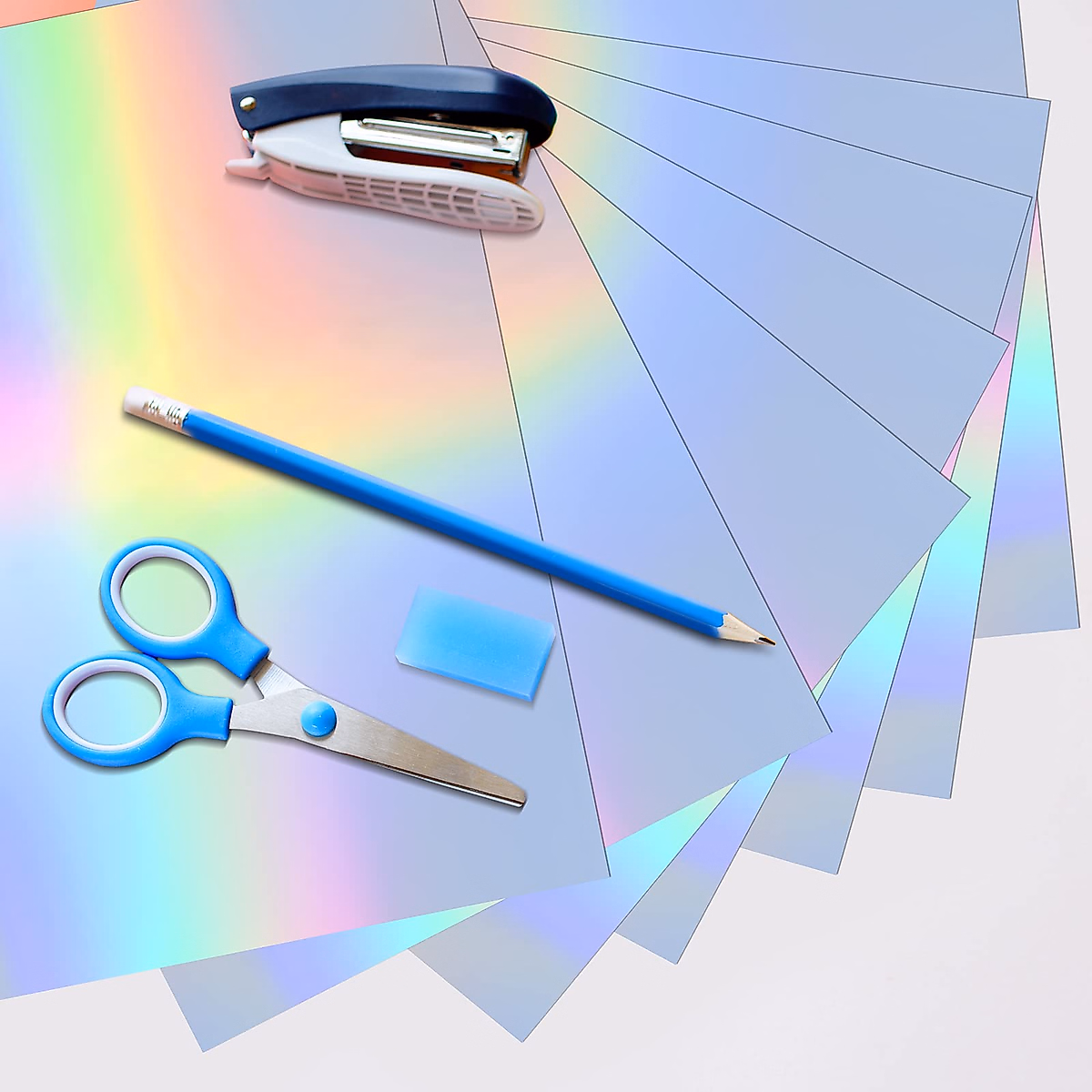 60 Sheet 9.5" x 7" Metallic Holographic Card Stock Iridescent Glitter Mixed Colored Card Stock Shiny Reflective Mirror Paper Foil Mirror Cardstock for DIY Poster Crafts Scrapbook