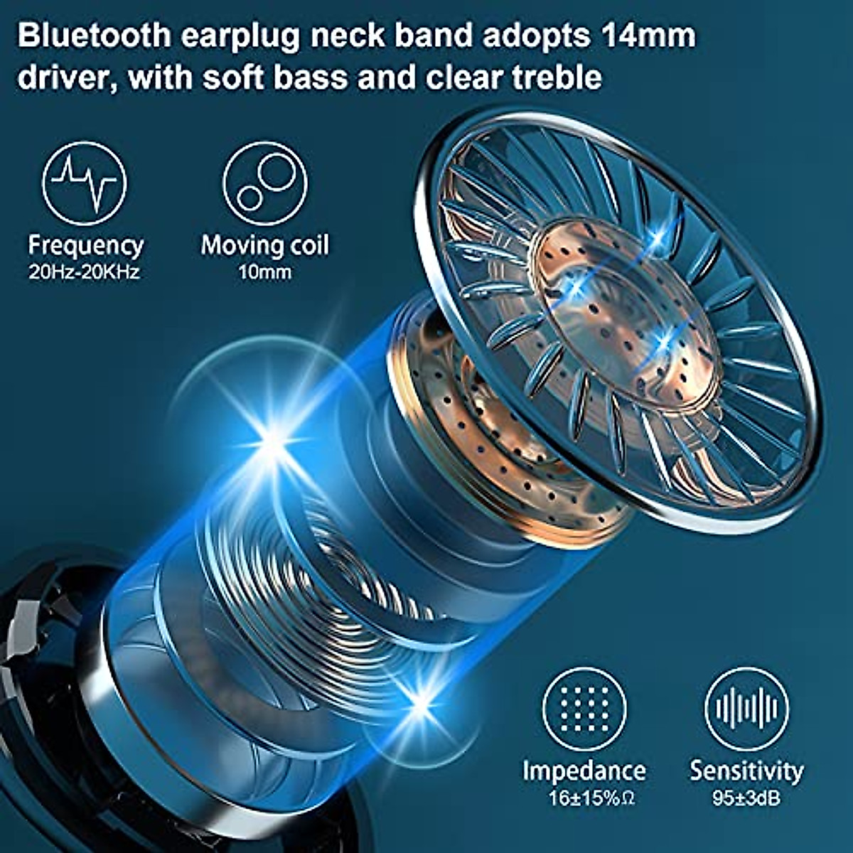 EEAABBR Neckband Bluetooth Headphones 100h Playtime V5.0 Bluetooth Headset Neckband Built-in Microphone IPX7 Waterproof,Neck Headphones for Android iPhone Suitable for Sports Driving Cycling