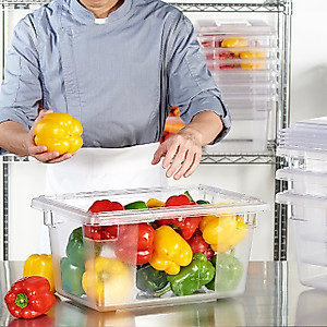 CURTA 4 Pack Food Storage Box with Lid, 5 Gallon - 18" x 12" x 9" NSF Listed Commercial Grade Clear Polycarbonate Container for Commercial Kitchen Restaurant Cafeteria