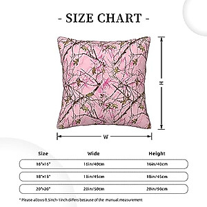 Pink Leaves Camo Throw Pillow Covers Corduroy Pillowcases Soft Square Cushion Case Decorative Cushion Covers for Bedroom Sofa Farmhouse 16"x16"