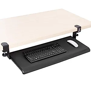 Stand Steady Easy Clamp-On Keyboard Tray - Extra Large Size - No Need to Screw Into Desk! Slides Under Desk - Easy 5 Min Assembly - Great for Home or Office!