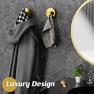 MOTAIPEAK Suction Cup Hooks for Shower,2Pcs Shower Hooks for Inside Shower,No Drill Towel Hooks for Bathroom Wall,Kitchen,Glass,Mirror,Tile to Hang Towels,Robes,Loofah-Gold