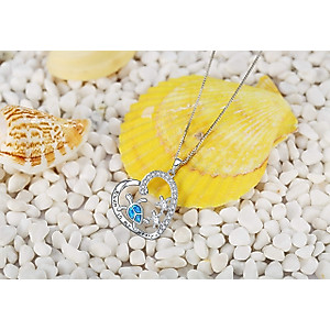 URMWMOO Turtle Necklace S925 Sterling Silver Mom Daughter Love Heart Pendant Necklaces Sea Turtle Jewelry Birthday Christmas Mothers Day Gifts for Women Mom Daughter