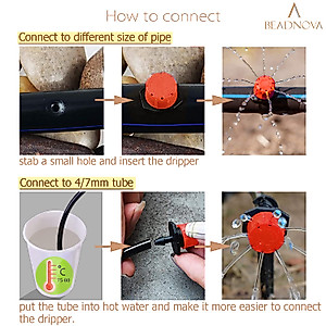 BEADNOVA Drip Emitter 150 Pcs 360 Degree Drip Line Emitter Adjustable Dripper Emitters for Drip Line 1/4 Inch Irrigation Tube Watering System Gardening (Red)