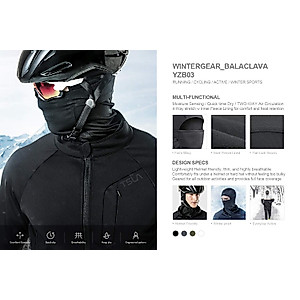 TSLA Thermal Winter Balaclava Face Mask, UV Protection Fleece Lined Ski Mask, Lightweight Windproof Neck Gaiter, Thermal Fleece Balaclava Jet Black, Large