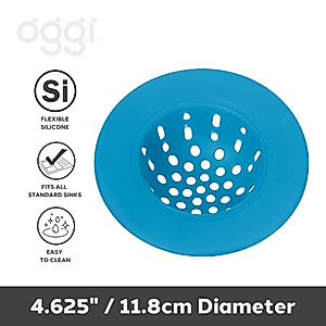 OGGI Silicone Sink Strainer- Great Kitchen Sink Strainer, Sink Drain Strainer, Drain Stopper, Sink Plug, 4.6˝ Diameter Rim, Turquoise
