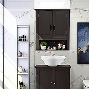 VINGLI Medicine Cabinet Bathroom Kitchen Office Wall Storage Cabinet Collection Floating Cabinet Orgaznier 2-Door Wall Cabinet Espresso
