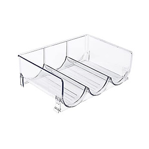 tinysiry Water Bottle Organizer,Stackable Plastic Anti-Slip 3 Bottle Wine and Drink Storage Holder for Kitchen Countertop Office Cabinet Pantry Fridge Clear
