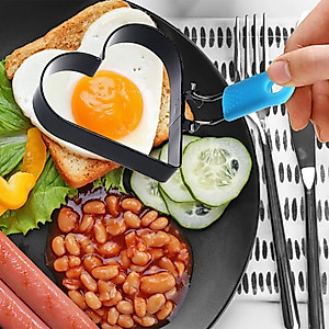 6 Pack Egg Ring,Stainless Steel Egg Rings for Frying,Egg Molds with Anti-scald Handle,Egg Circles Fried Egg Ring Griddle Pancake Shapers with Silicone Oil Brush for Breakfast Sandwiches