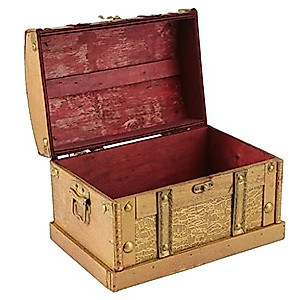 LDCHNH Retro Wooden Pirate Treasure Chest Box Storage Organizer Trinket Keepsake Treasure Case Decor Without Lock