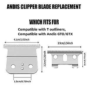 3 Pack Replacement Blades Compatible with T Outliners Trimmer，Compatible with andis GTX/GTO ，Suitable for Hair Clippers Model #04710/04521, Silver