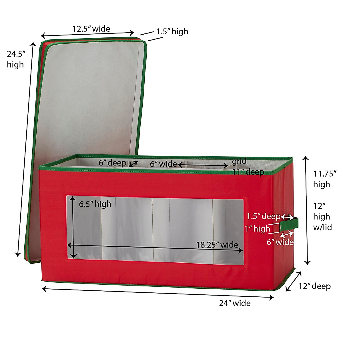 Household Essentials 554RED Holiday Vision Storage Box Chest, 8-Piece Figurine, Red & Green
