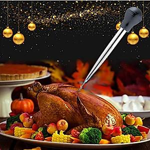 Turkey Baster, Baster Syringe for Cooking, Baster with Cleaning Brush and Marinade Needles, Stainless Steel Turkey Baster, Black