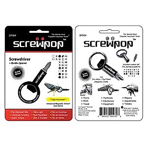 Screwpop Screwdriver Compact Bit Holder Keychain | Carabiner Multi-Tool Bottle Opener with New Secure and Stronger Magnet (Includes Removable Double-Sided Bit)