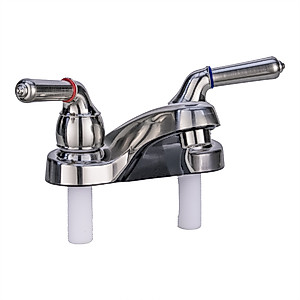 RecPro RV Rectangle Bathroom Sink (White) w/Brushed Nickel Teapot Faucet | RV Lavatory Sink w/faucet | Camper Sink