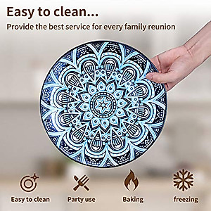 Farielyn-X 6 Pack Porcelain Dinner Plates - 10.5 Inch Diameter - Pizza Pasta Serving Plates Dessert Dishes - Microwave, Oven, and Dishwasher Safe, Scratch Resistant - Set of 6