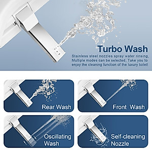 Aquonderful Bidet Toilet Seat, Smart Unlimited Warm Water, Electronic Heated Toilet Seat with Remote Control, Turbo Wash, Dryer, Rear and Front Wash, Slow Closes, Night Light, White, 225 (Elongated)