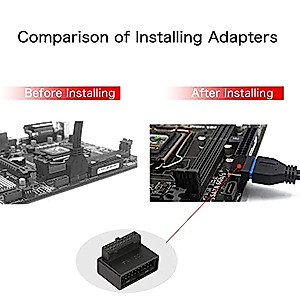 QIANRENON USB 3.0 19/20 Pin 90 Degree Adapter Male to Female L Turn Right Angle Socket for Desktop Motherboard Internal Connector Up Angled(PH19A)