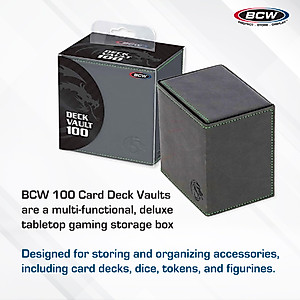 BCW Deck Vault LX 100 - Gray | Card Deck Case with 100 Sleeved Gaming Cards Capacity | For Magic: The Gathering, Pokemon, Commander Decks