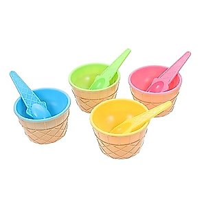 Healeved 20 Sets ice cream cup Ice Cream Sundae cup plastic ice cream dishes treat cups reusable dessert bowls plastic disposable cups Ice Cream Storage Bowls pp one body child