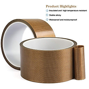 Gdrtwwh High Temperature Tape for Vacuum Sealer Machine,Hand Impulse Sealers-Teflon Tape/PTFE Fabric Tape Fits FoodSaver,Seal A Meal, Weston,CabellaSeal (1/2 inch x 33 Feet x 0.13mm)