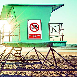 BannerBuzz No Motorised Craft Sign with Symbol Metal Aluminum Prohibited Sign Rust Free, UV Print Coated and Weatherproof Sign, Indoor Outdoor Use (24" W X 36" H, Sign without Holes)