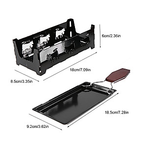 Portable Candlelight Cheese Raclette Non Stick Rotaster Baking Tray Stove Set Carbon Steel Home Kitchen Grilling Tool with Wood Handle