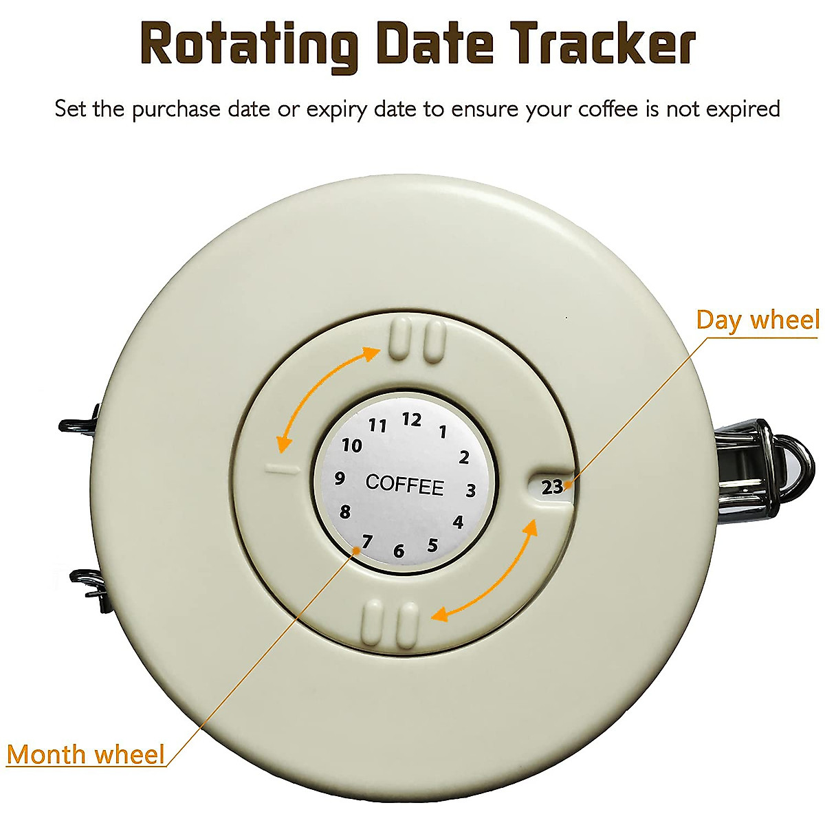 Charwin Airtight Coffee Canister, Stainless Steel Coffee Container CO2 Valve Vacuum Coffee Bean Storage, 500g/17.6 oz/1.5L with Measure Spoon for Coffee, Tea, Nuts and Powders Creamy White