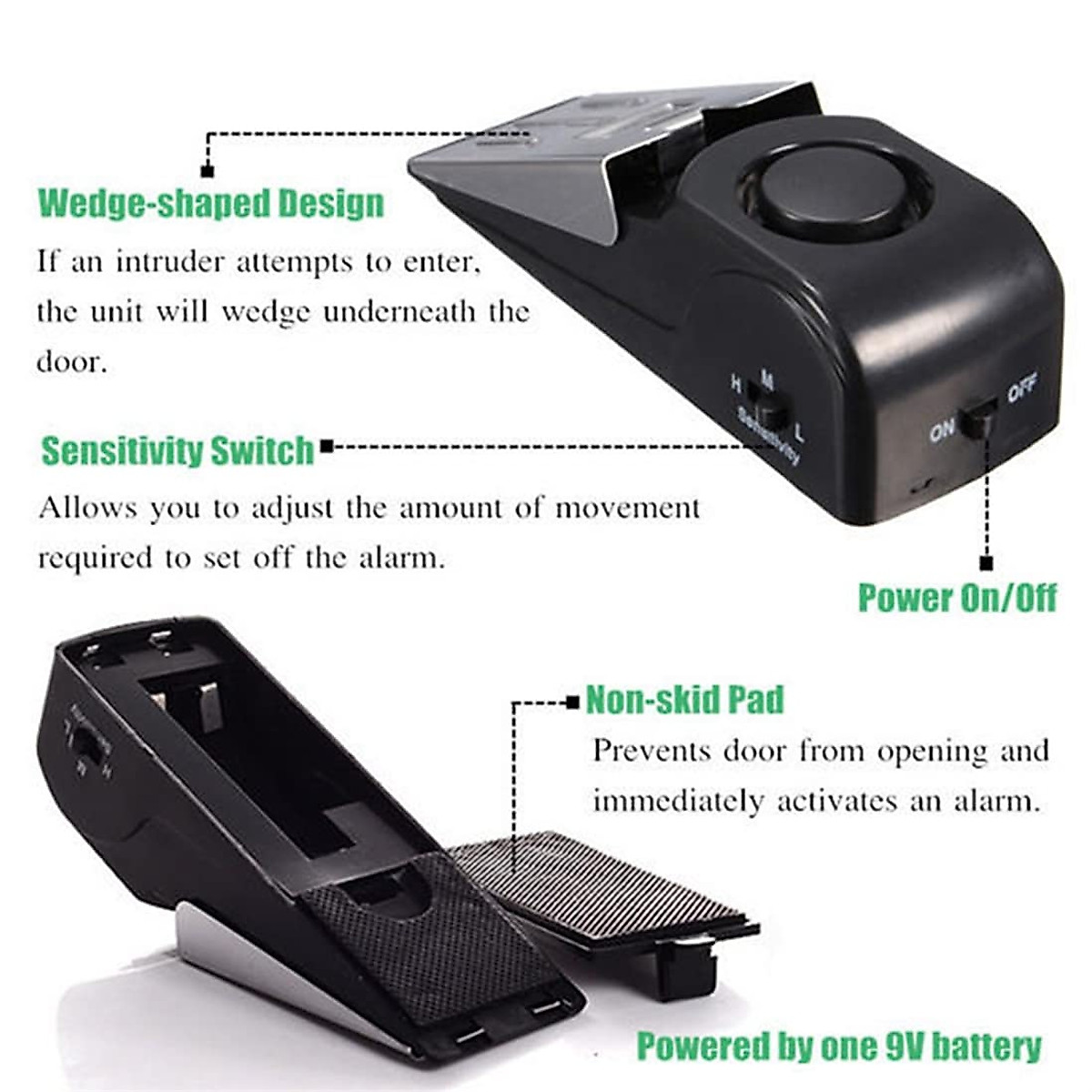 Upgraded Door Stop & Security Alarm, Wireless Portable 120 Loud Entrance Alert Door Stopper Wedge Security Door Stopper Anti-Theft Alarm Doorstop Safety Tools for Travel Home Apartment House (1)