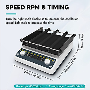 LAB FISH Digital Orbital Shaker Table Adjustable Speed 40-200RPM,Workplate 9.85"x9.85" Capacity 2KGS,Laboratory Orbital Rotator Shaker with Timer(1min-23h59min) & Continuous Mode for Chemical